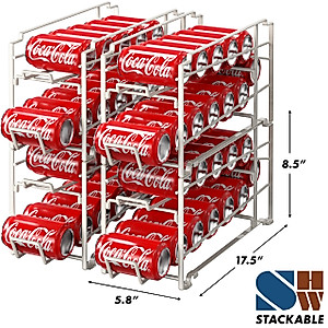 SimpleHouseware Soda Can Organizer Stackable Rack Dispenser for Pantry/Refrigerator, White, Set of 4