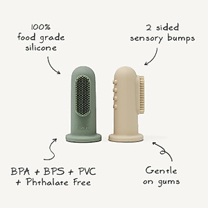mushie Baby Finger Toothbrush (Blush/Shifting Sand) 2-Pack