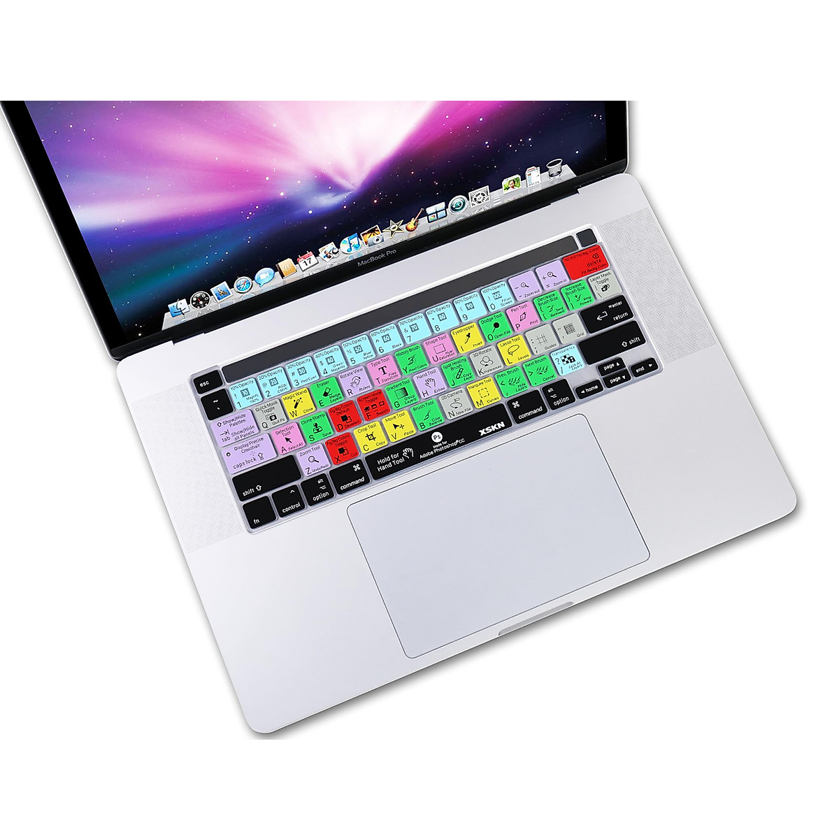 XSKN Photoshop CC English Silicone Shortcuts Keyboard Cover Skin for 2019 New MacBook Pro 16 inch A2141 and 2020 New MacBook Pro 13.3 inch A2338 M1/A2251/A2289 with Touch Bar & Touch ID US Version