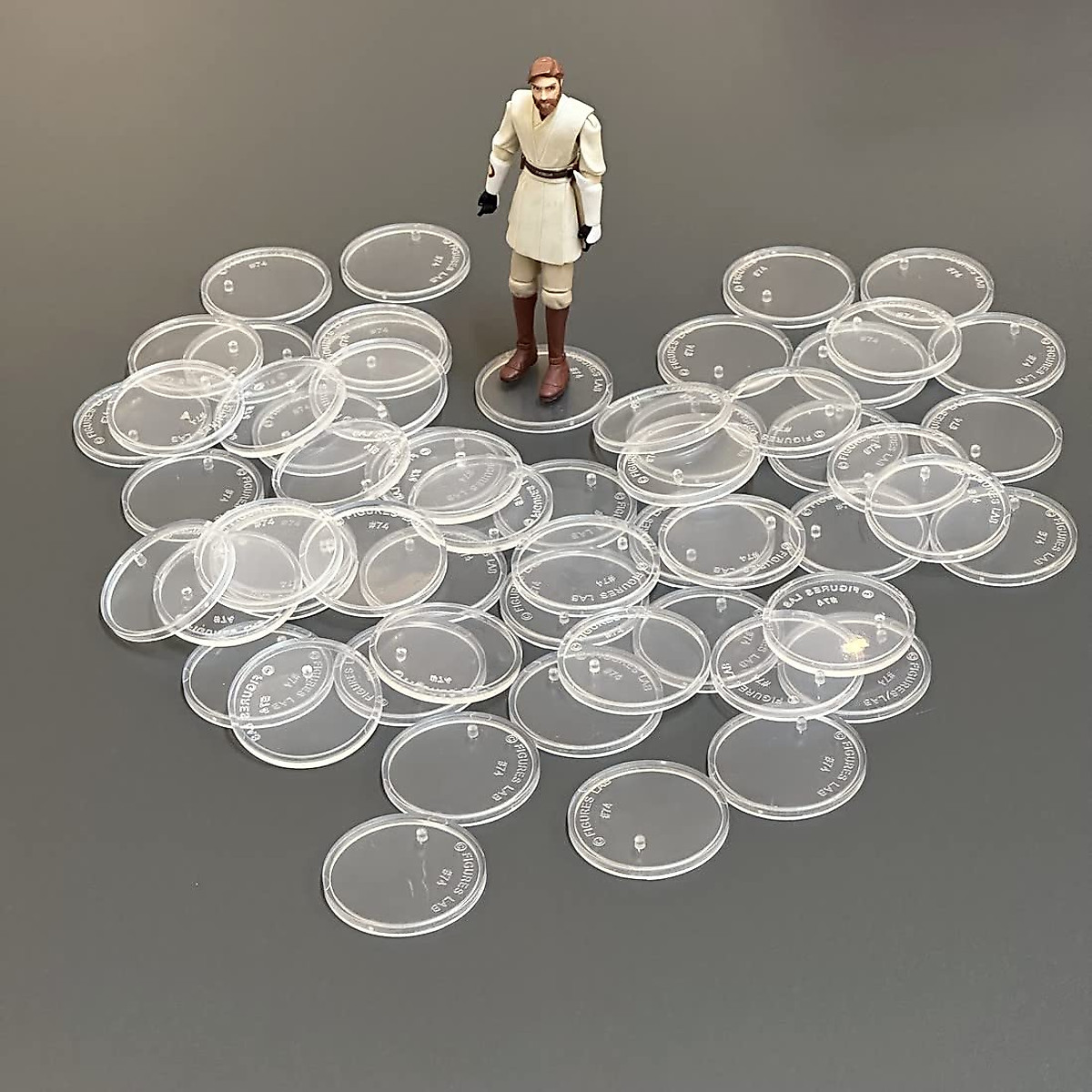 FIGURESLAB 60Pcs 37.5mm wide Round Clear Action Figure Display Stands Fit for 3.75” MODERN Star Wars / MODERN Gi Joe / Marvel Legends Figure toy
