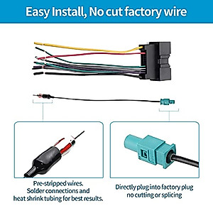 RED WOLF Radio Antenna Adapter + Stereo Wiring Harness Connector Plug for Ford Transit 2014-2019, 2013-2018 Fiesta, 2012-2017 Focus Aftermarket Radio Install
