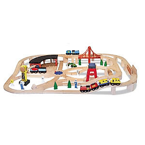 Melissa & Doug Deluxe Wooden Railway Train Set (130+ pcs)