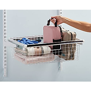 Rubbermaid Configurations Sliding Basket for Closet Drawer Organization, Sturdy Slide Out Basket, White