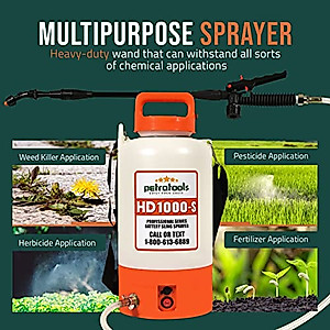 PetraTools Battery Powered Sprayer, Electric Sprayers in Lawn and Garden with Easy-to-Carry Strap, Weed Sprayer, Electric Sprayer & Yard Sprayer with Ultra Long-Lasting Battery Life, 1 Gallon HD1000-S