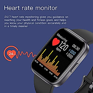 ASWEE Smart Watch Fitness Tracker with 24/7 Heart Rate, Blood Oxygen Blood Pressure and Sleep Monitor, 1.7'' Full Touch Screen 5 ATM Waterproof Smartwatch, Step Counter Watch for Women Men Kids