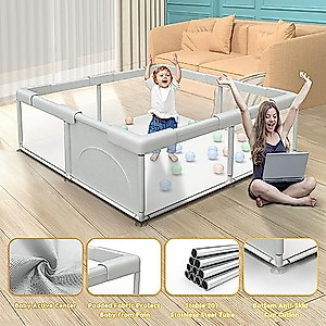 Baby Playpen Play Pens for Babies and Toddlers Baby Fence Baby Play Yards for Indoor & Outdoor with Breathable Mesh Anti-Fall Playpen