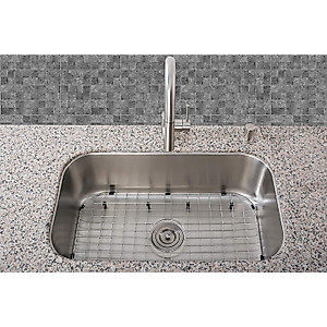 Serene Valley Sink Protector Grid 26-1/16" x 14-1/16", Centered Drain with Corner Radius 3-1/2", 304 Stainless Steel Material NLW2614C