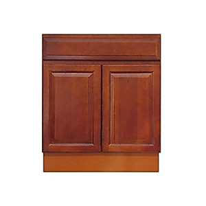 Traditional Cherry 30 Inches Vanity Bathroom Elegant Shaker Door Cabinet Drawer Single Sink Base Bath Wall Faucet Vessel Vanities Kitchen Wood Hardwood 30" W x 31.5" H x 21" D of Set