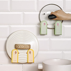 Self Adhesive Pot Lid Holder Punch-Free Pan Cover Storage Rack Holder Wall Mount Wall Pot Organizer