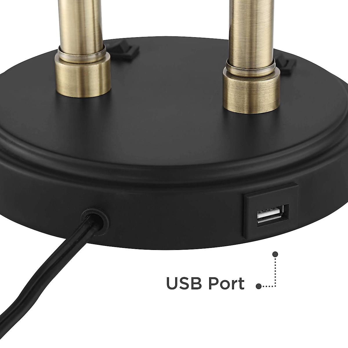 Possini Euro Design Sentry Mid Century Modern Desk Lamp 23" High with USB Charging Port Black Brass Gold Metal LED Adjustable Cone Shade for Living Room Bedroom House Bedside Nightstand Office