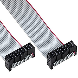 Augiimor 6 PCS 16 Pin Ribbon Cable 2.54 mm Pitch F/F IDC Connector Flat Ribbon Cable, F/F IDC Flat Ribbon Cable Connector Dual Row Data Cable (16 Pin, 60cm Length)