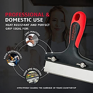 Mr. Bar-B-Q Griddle Scraper Tool with Replaceable Blade, Stainless Steel Griddle Cleaner, Ergonomic, Perfect for Professional and Residential Kitchen Grill Scraper