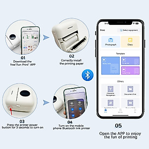 Sticker Printer Machine- Mini Thermal Printer, Inkless Notes Printer Mini, Portable Bluetooth Pocket Phone Printer for Journal, Photos, Notes, Kids Gift, White Mini Printer Sticker Maker