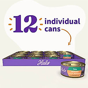 Halo Kitten Grain Free Wet Cat Food Pate, Chicken Recipe, Healthy Cat Food with Real, Whole Chicken , 3oz Can (Pack of 12)
