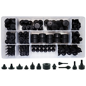 Dsnaduo 160 PCS Black Rubber Bumper Assortment, Automotive Rubber Bumper Stopper, Rubber Stop Bumper Compatible with GM Ford and Chrysler Replace 20030, 8210, fit Many Models