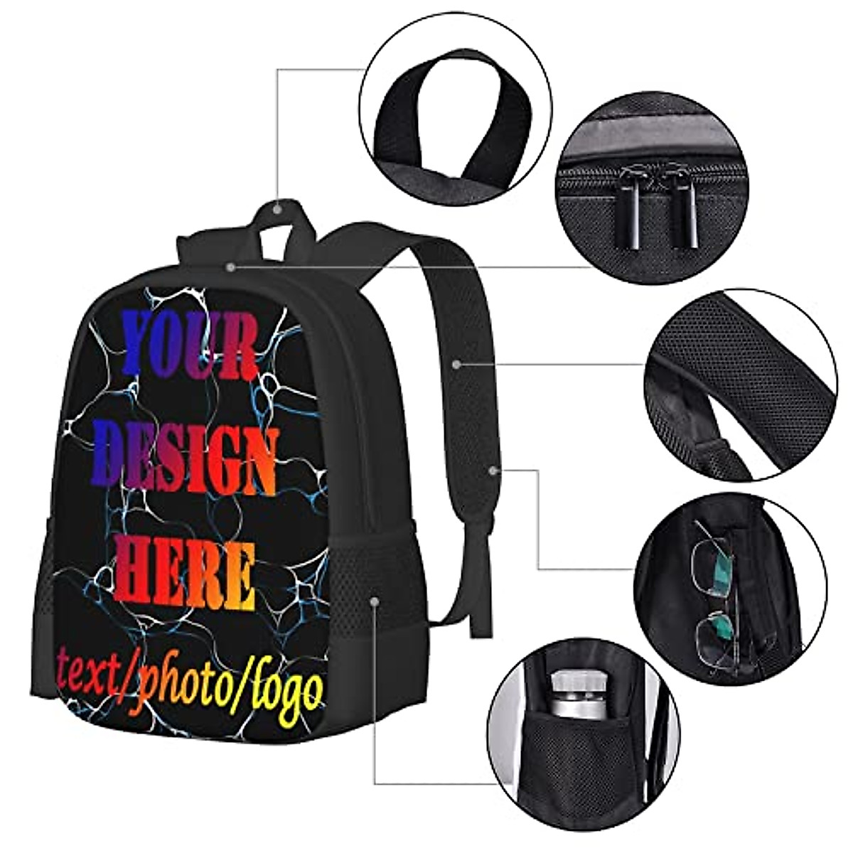 Imyyciml Custom Backpack Personalized Schoolbag Bookbag Add Your Photo Design Your Personal Backpack For Family, 16.9 X 12.6 X 5.5 In