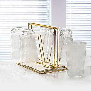 KCGANI Cup Bottle Drying Rack Stand, Metal Mugs Holder with Drain Tray, 6 Hooks Drying Organizer with Handle, Non-Slip Mugs Cups Organizer for Home Kitchen Countertop, Cabinet, Pantry