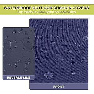 Faible Poisson Outdoor Cushion Covers, 36 x 18 Inch Water Resistant Bench Cushion Cover with Handle and Anti-Slip Straps Replacement Cushions Covers for Patio Backyard Furniture, Dark Blue