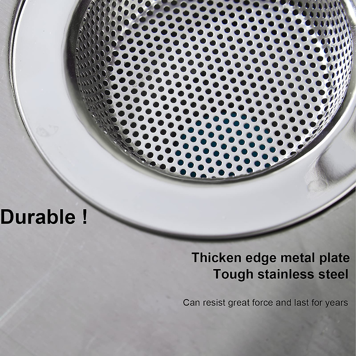 Kitchen Sink Strainer Stainless Steel, LASSHSWA Kitchen Sink Drain Strainer, Sink Strainers for Kitchen Sinks with Large Wide Rim 4.5" Diameter (2 Pack)