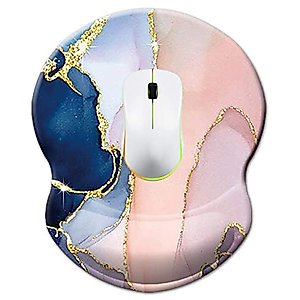 Mouse Pad with Wrist Support, Non Slip Mousepad Wrist Rest for Office, Computer, Laptop & Mac- Durable & Comfortable & Lightweight Ergonomic Support Mouse Mat (Pretty Marble-Wrist)
