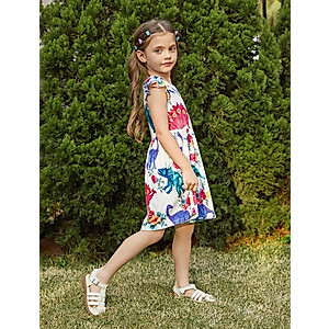 PATPAT Toddler Baby Girl Dress Little Kids Dresses Girls Comfy Ruffle Dinosaur Skirt Sundress 3 Years Old