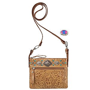 American West Women's Trail Rider Crossbody Bag Tan One Size