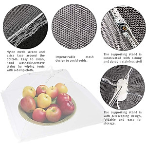 Homealexa Mesh Food Nets Fruit Cover 2 Pack, 40 Inch Large and Strong Collapsible Mesh Cake Covers Net, Mesh Food Covers Umbrella for Keeping Out Flies Bugs Mosquitos Food Cover Net
