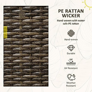 Outsunny 3-Piece PE Rattan Patio Furniture Set with Rocking Chairs and Bistro Coffee Table, Outdoor Wicker Rocker Conversation Set with Cushions for Balcony, Porch, Poolside, Yard, Garden - Gray