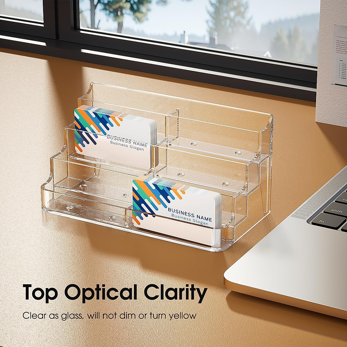 MaxGear Acrylic Business Card Holder for Desk Multiple Business Card Holders, Business Card Stand Business Card Display Holder, Clear Plastic Business Card Holder Display Office, 8 Pocket
