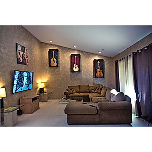 DisplayGifts 42" Electric Guitar Display Case Cabinet Shadow Box with Guitar Hanger Stand, Lockable UV Protection Black Felt interior with Black Frame