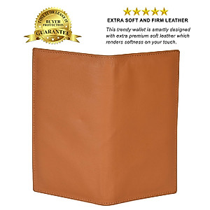 LeatherBoss Genuine Leather Credit Card Holder Tall Wallet With 18 Credit Card Slots for men women, Tan