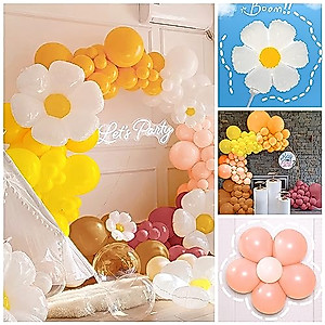166 Pieces Daisy Balloon Garland Arch Kit Pastel Balloon Arch Pink and Orange Balloons Boho Balloon Garland Kit Groovy Balloon Garland Kit Daisy Party Decorations