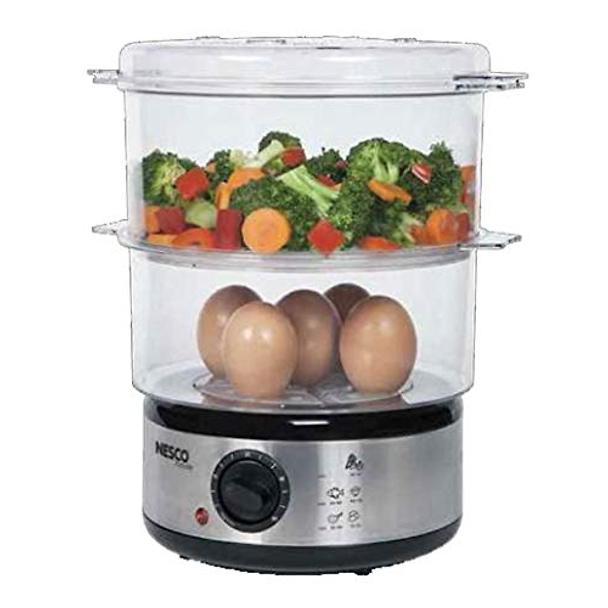 Nesco ST-25F, Food Steamer, 5 quart, 400 watts, Black/Clear
