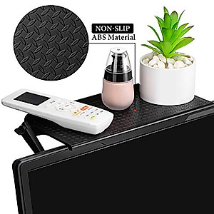 2 Pieces TV Top Shelf Screen Shelf Adjustable Monitor Top Shelf TV Top Storage Bracket Computer Screen Shelf for Cellphone Stand, Media Boxes, Game Console, Router and Home (Black, 11.8 x 4.7 Inch)