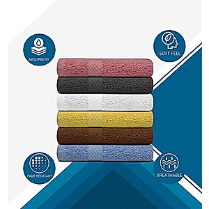 ZUPERIA Classic Towels, Face Washcloths (24 Pack, 12" x 12") 100% Cotton Premium Quality and Ultra Soft Wash Cloth Set for Bathroom and Home | Highly Durable High Absorbency and Stylish
