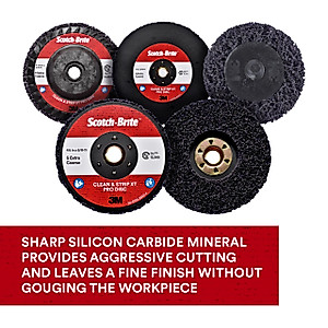 3M Scotch-Brite Clean and Strip XT Pro Disc, XO-DC, SiC Extra Coarse, T27, 4-1/2 in x 7/8 in, Pack of 10, Silicon Carbide Cuts Aggressively and Leaves a Fine Finish, Resists Loading, Purple