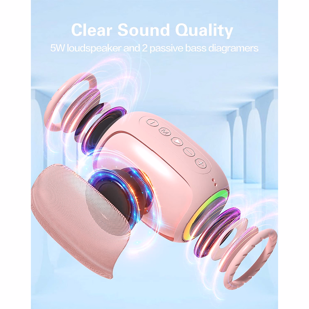 MEGUO Bluetooth Speakers, A66 Wireless Speakers,5W Portable Wireless Speakers with Clear Sound,Multi Playing Modes, Compatible with cellphone, PC for home or outdoors