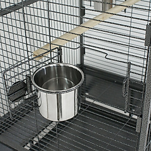 ZENY 68-Inch Birdcage, Playtop Parrot Cage, Wrought Iron Bird Cage with Rolling Stand, Heavy-Duty Pet Bird House for Parrot Cockatiel Cockatoo Parakeet Macaw Finches, Black