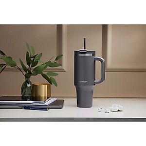 Contigo Tumbler 1200 ml with handle | Stainless Steel Vacuum Insulated Water Bottle with Straw and Lid | Cold for 29 hours | Travel Mug | Thermal Flask | BPA Free | Darkstone