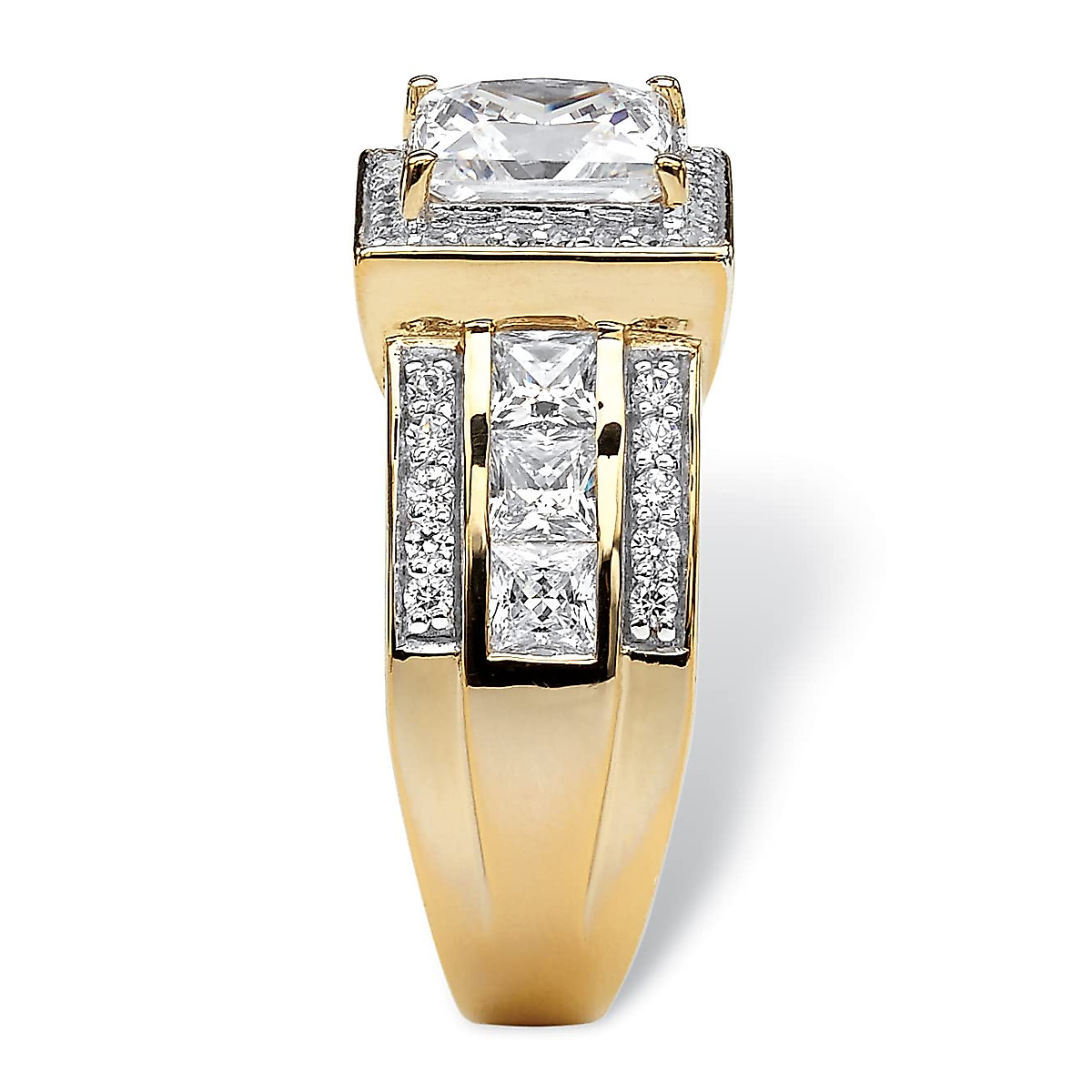 PalmBeach Yellow Gold-plated Sterling Silver Princess Cut Cubic Zirconia Halo Engagement Ring Sizes 6-10 Size 9