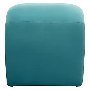 Safavieh Home Collection Kibo Modern Waterfall Sea Blue Velvet Ottoman (Fully Assembled)