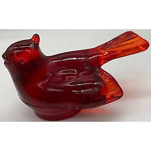 Bird Shelf Sitter - Solid Glass Figurine - American Made - Mosser USA (Red)