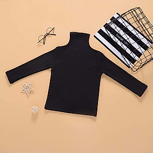 Mubineo Toddler Baby Girl Basic Plain Turtleneck Long Sleeve Cotton T Shirts Tee Tops (Black, 2T)