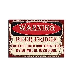 Beer Fridge Magnet for Man Cave Shop Garage Basement or Bar | Vinyl Magnets for Refrigerator, Bumper, or Tool Box 4" x 6" Warning Beer Fridge