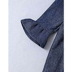 itkidboy Toddler Baby Girl Clothes Long Sleeve Dress Ruffle Denim Skirt Lace Hem Princess Party Dress Outfits Set 2-3T Blue