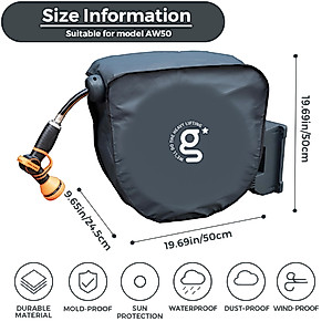 Giraffe Tools AW50 Retractable Garden Hose Reel Cover UV Resistant, Waterproof and Anti-Fading Cover for Water Hose Reel
