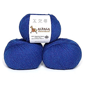 100% Alpaca Yarn Wool Set of 3 Skeins DK Worsted Weight - Heavenly Soft and Perfect for Knitting and Crocheting (Azure Blue, DK/Worsted)