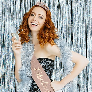 Semato 50th Birthday Decorations 50th Birthday Tiara Sash Kit- 50th Birthday Gifts for Women 50th Birthday Party Decorations (rose gold)