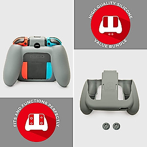 Officially Licensed Nintendo Switch Joy-Con Action Pack Grip and Thumb Buttons – Neon Blue Textured Silicone