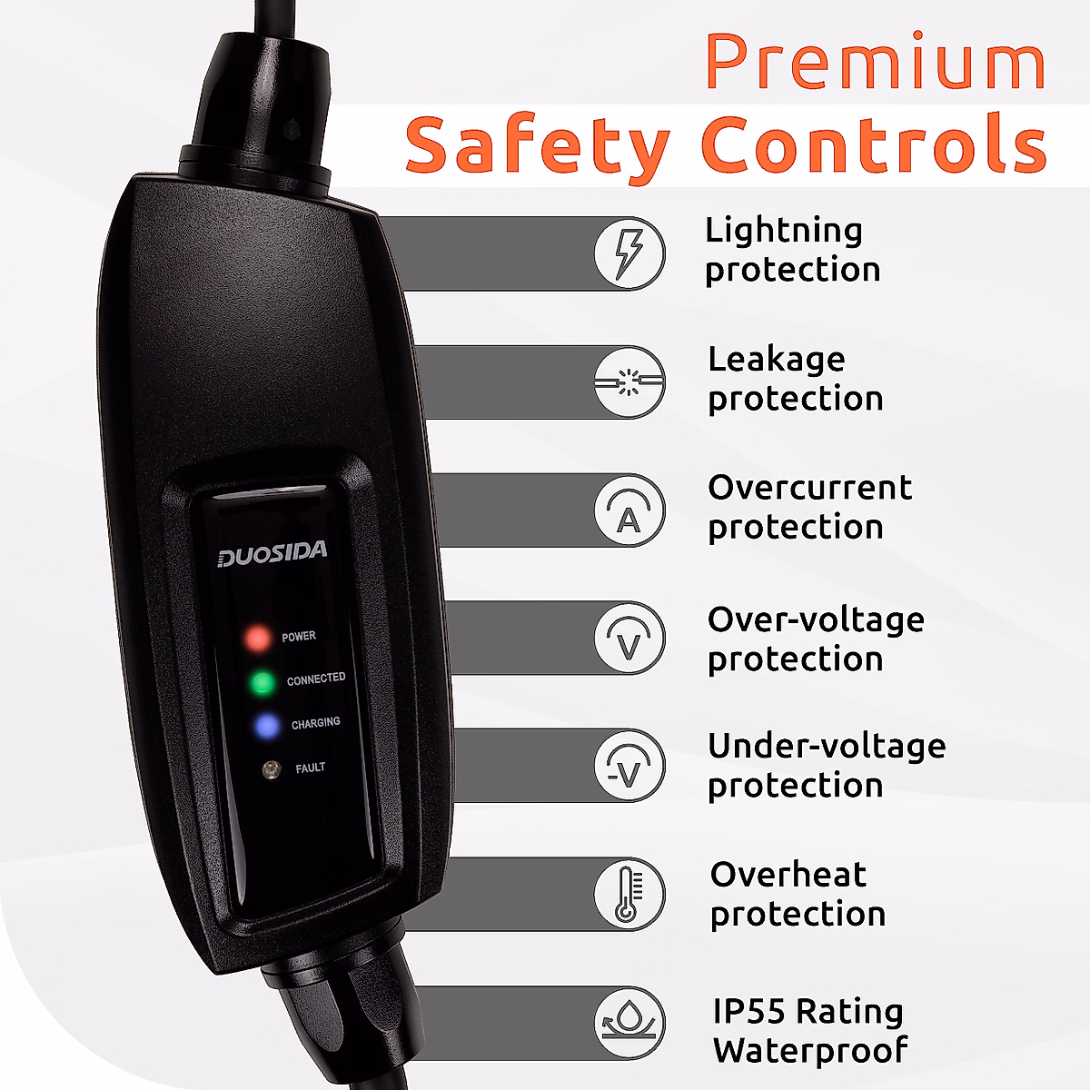 DUOSIDA Level 2 EV Charger – 16A, 25FT Portable J1772 Charging Station | Startway Edition